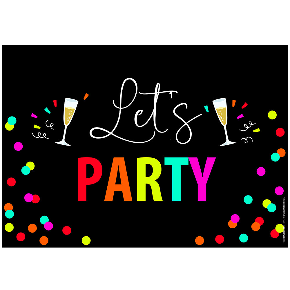 Neon New Year 'Let's Party' Poster Decoration | Party Packs