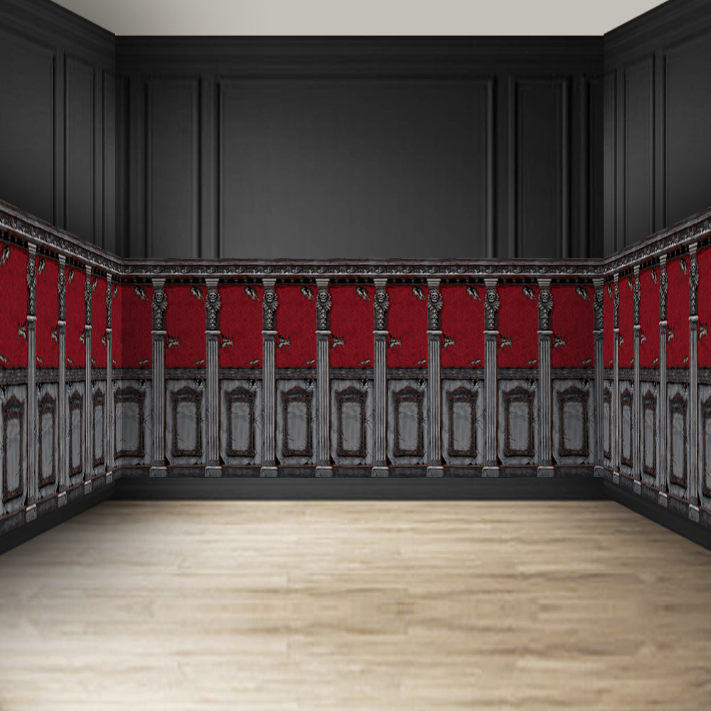 Halloween Scene Setter Gothic Mansion Gothic 4x5 Fireplace Skulls Wall