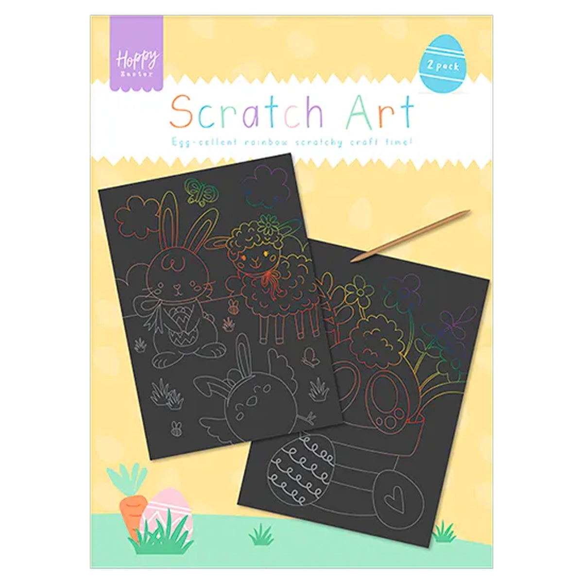 Easter Scratch Art Cards A4 | Rainbow Craft Activity for Kids – Party Packs