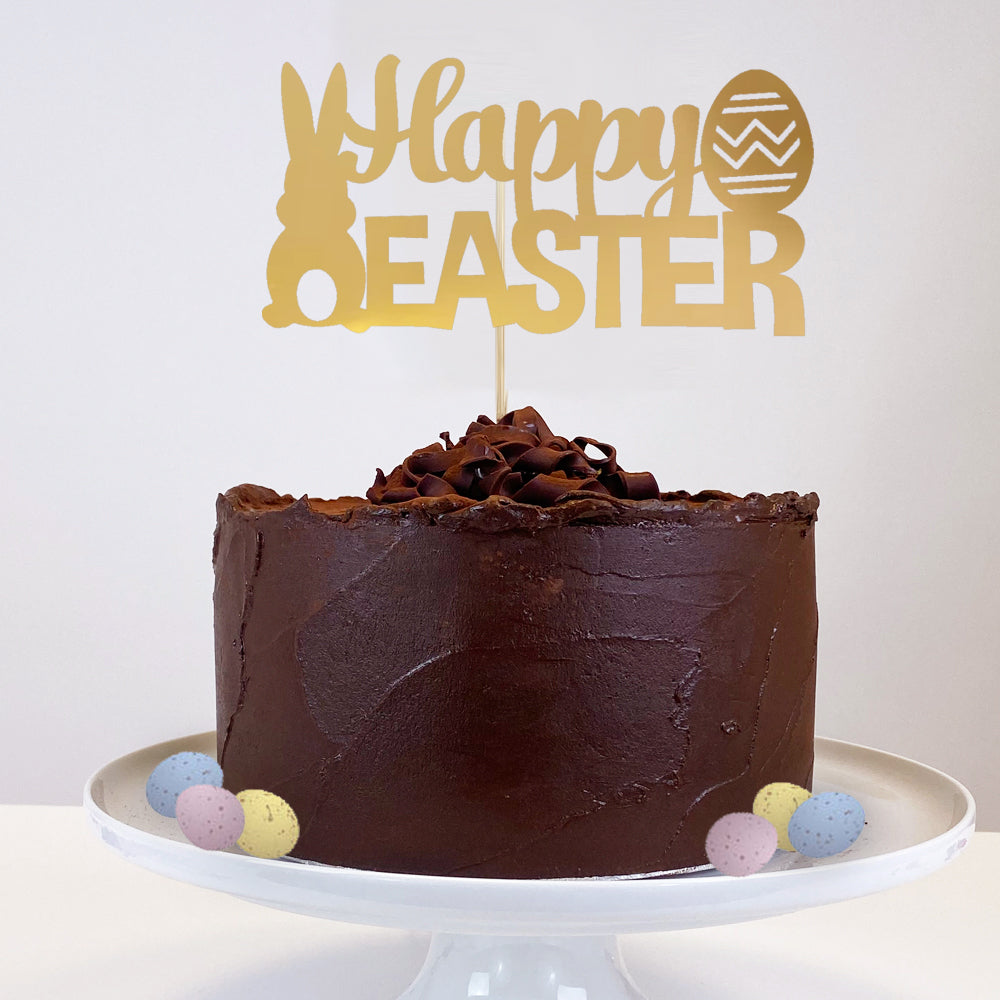 Happy Easter Gold Foil Cake Topper - Each | Party Packs