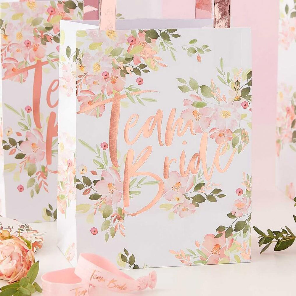 Floral Team Bride Hen Party Bags Pack of 5 | Hen Party Favours – Party ...