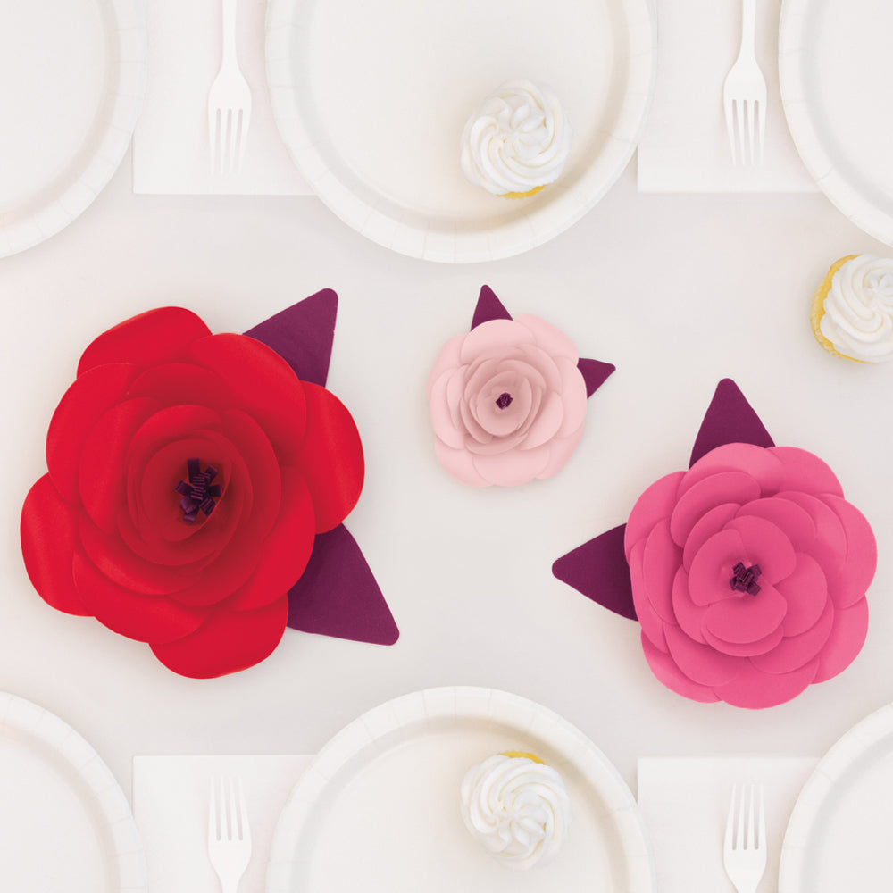 Assorted Pink and Red Paper Flowers DIY Decoration Kit - Pack of 3 ...