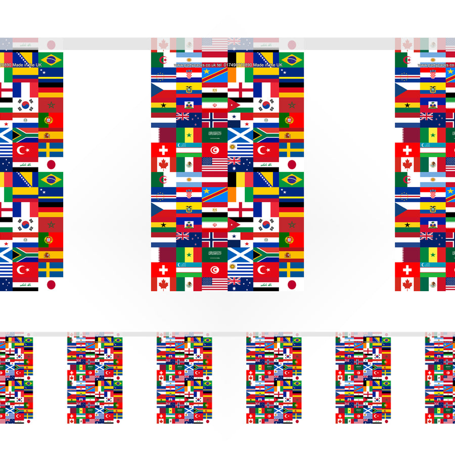 2026 FIFA World Cup Multi Country Flag Bunting 2.4m | Party Packs