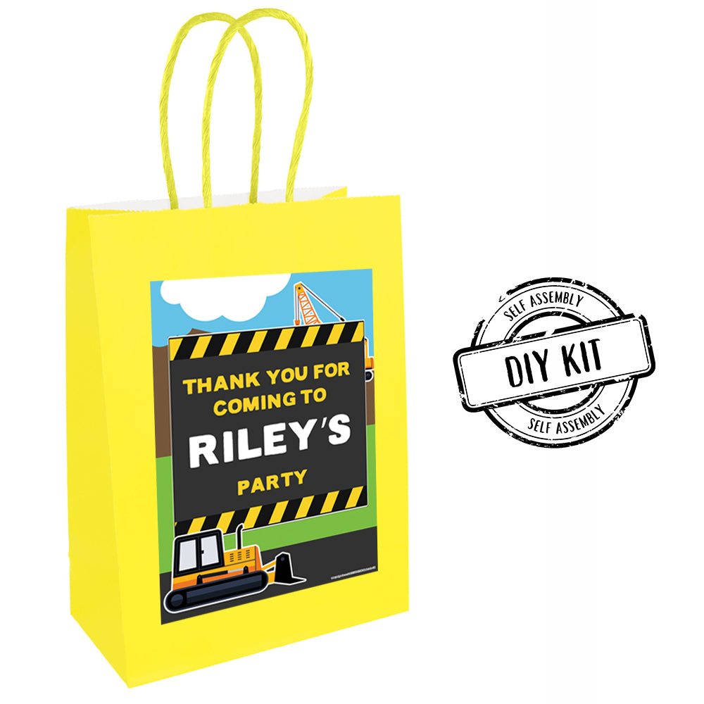 Personalised Diggers Paper Party Bags - Pack of 12 – Party Packs