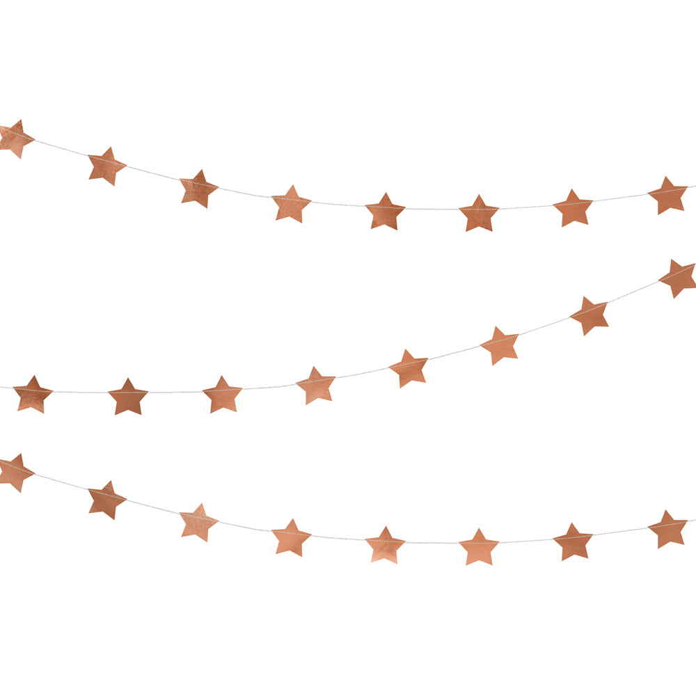Rose Gold Star Garland - 3.6m – Party Packs