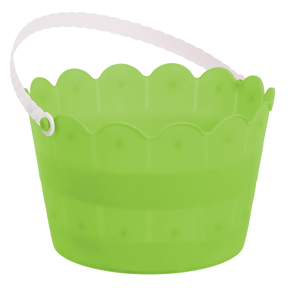 Green Plastic Scalloped Bucket - 12cm x 20cm - Each – Party Packs