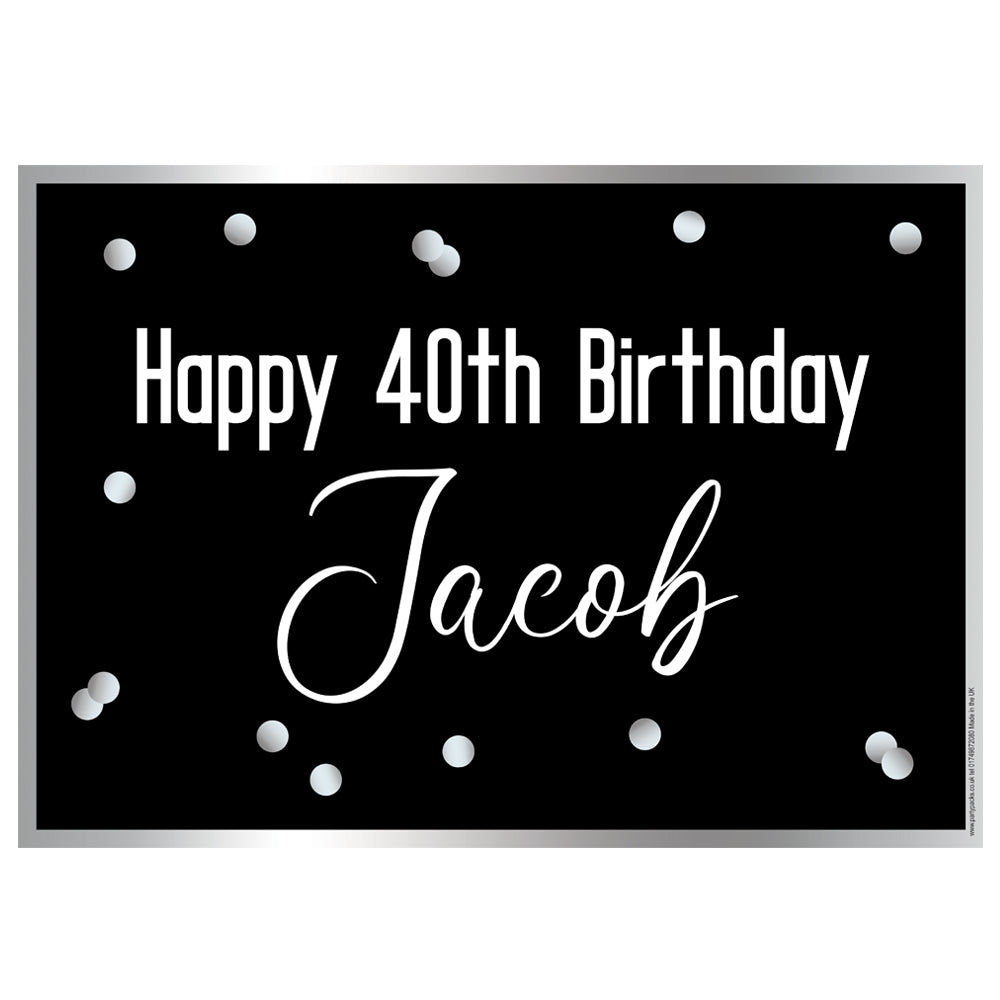 Glitz Black Personalised Poster - A3 | Party Packs