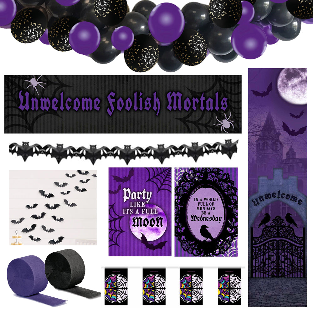 Gothic Girl Party Decorations - Wednesday Addams Halloween Pack | Party ...