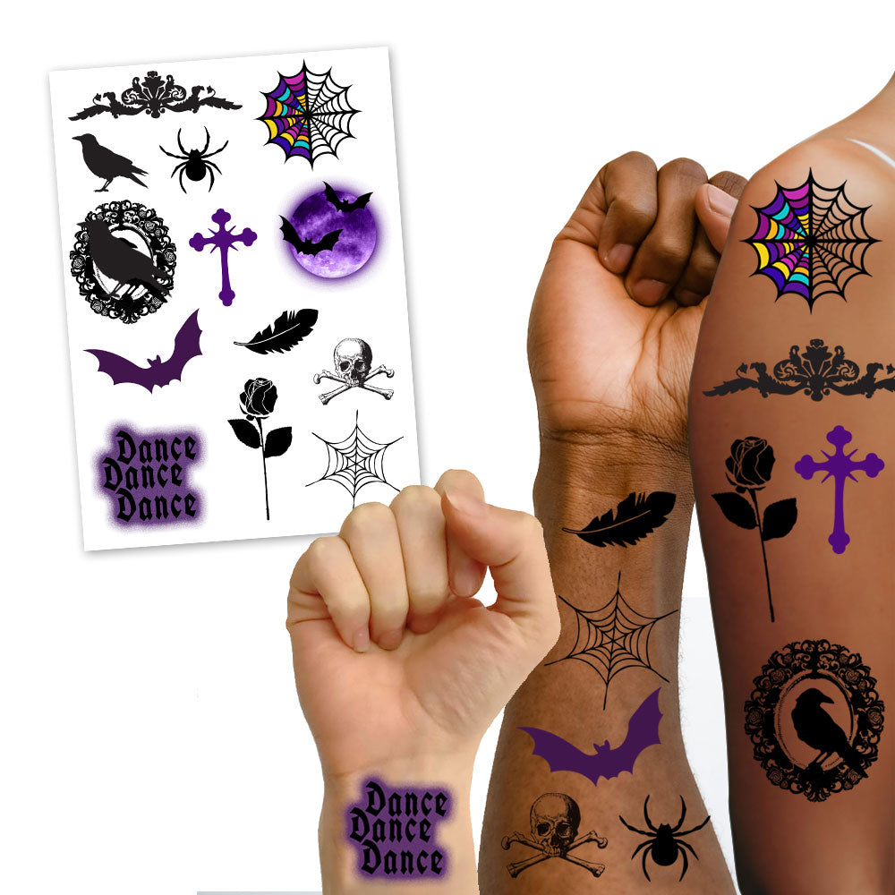 Gothic Girl Tattoos Sheet of 13 - Dark Temporary Tattoos | Party Packs