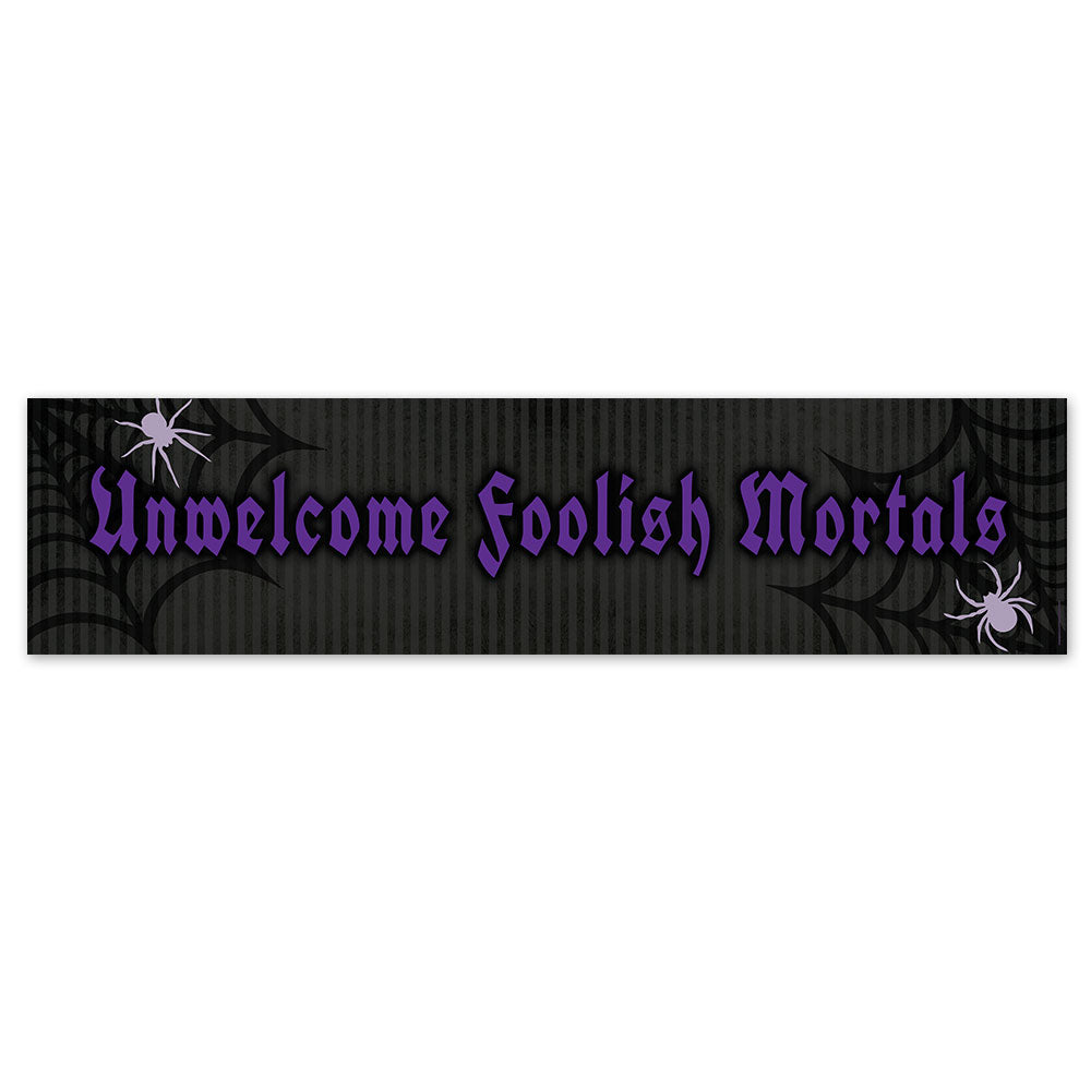 Unwelcome Foolish Mortals Gothic Banner 120cm x 30cm - Wednesday Addams ...