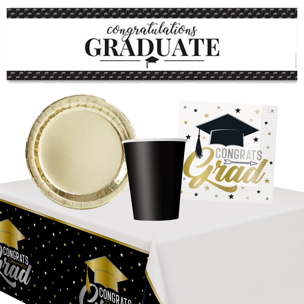 Graduation Tableware Party Pack for 8 People With FREE Banner – Party Packs