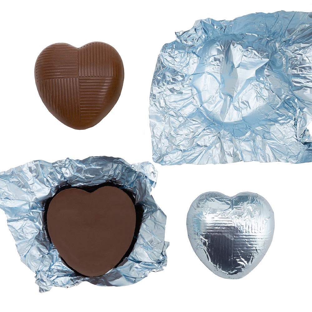 Light Blue Heart Foil Wrapped Chocolates - Favours | Party Packs