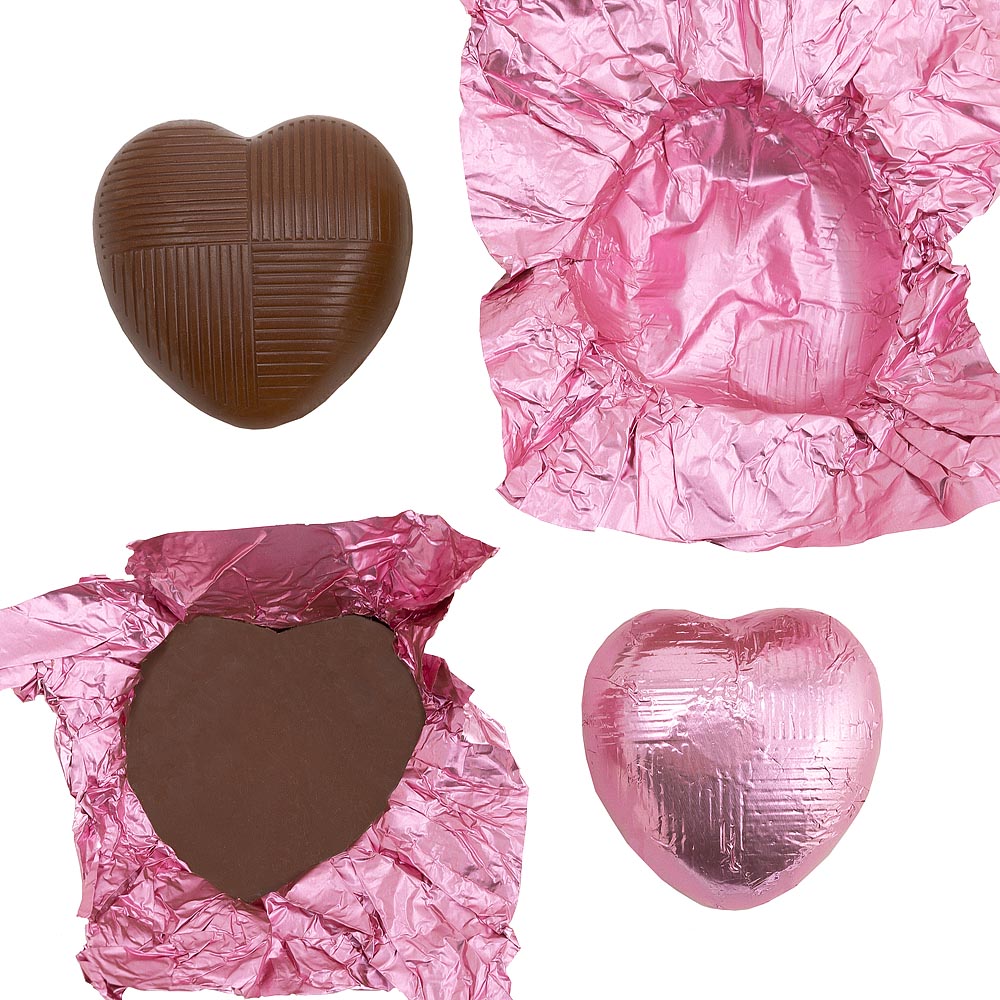 Chocolate Heart Pink Foil Wrapped Chocolates | Party Packs