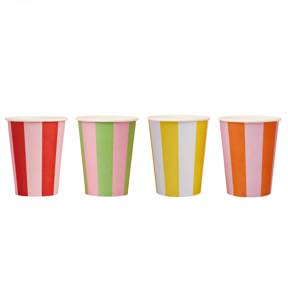 Colourful Stripe Paper Cups Pack of 8 | Party Packs