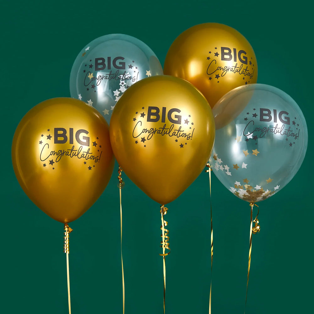 Big Congratulations Latex Balloons - 12" - Pack of 5 | Party Packs