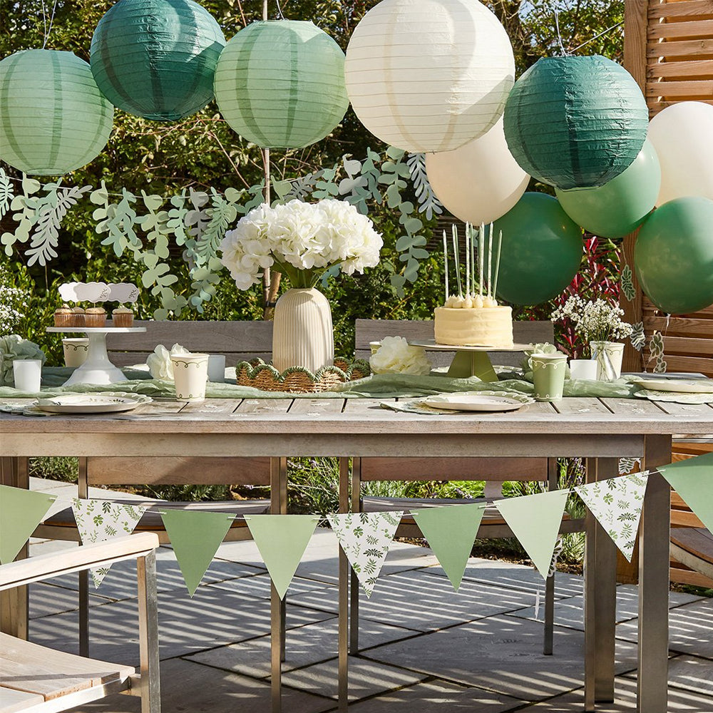Botanical Sage Green & Ivory Paper Lanterns Pack of 3 | Hanging ...