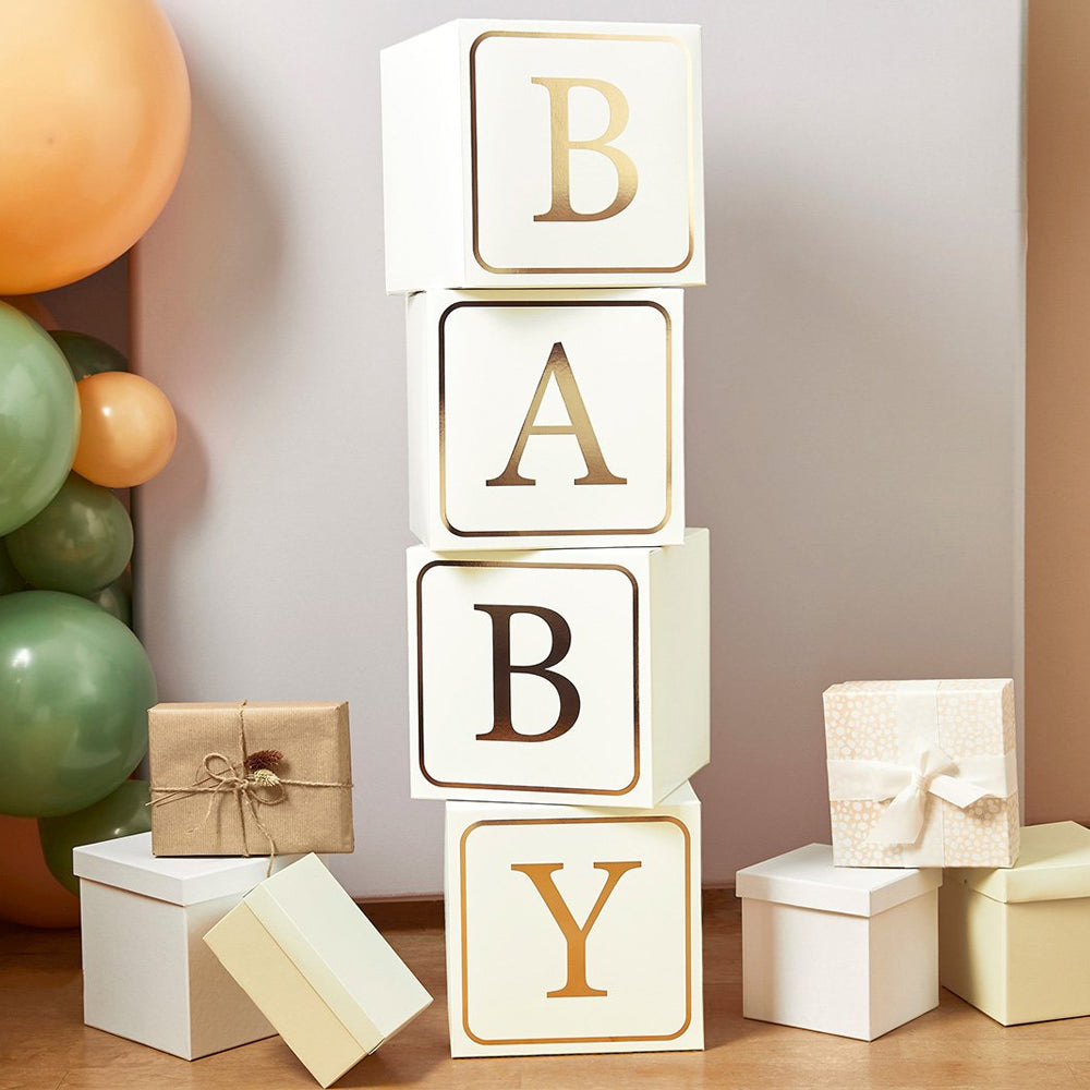Baby Gold Letter Block Decorations | Jumbo Freestanding Baby Shower ...