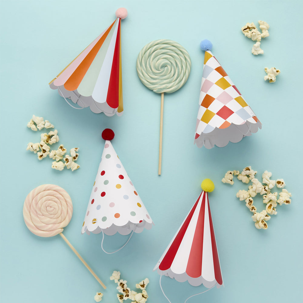 Circus Party Hats with Pom Poms - Pack of 8 – Party Packs