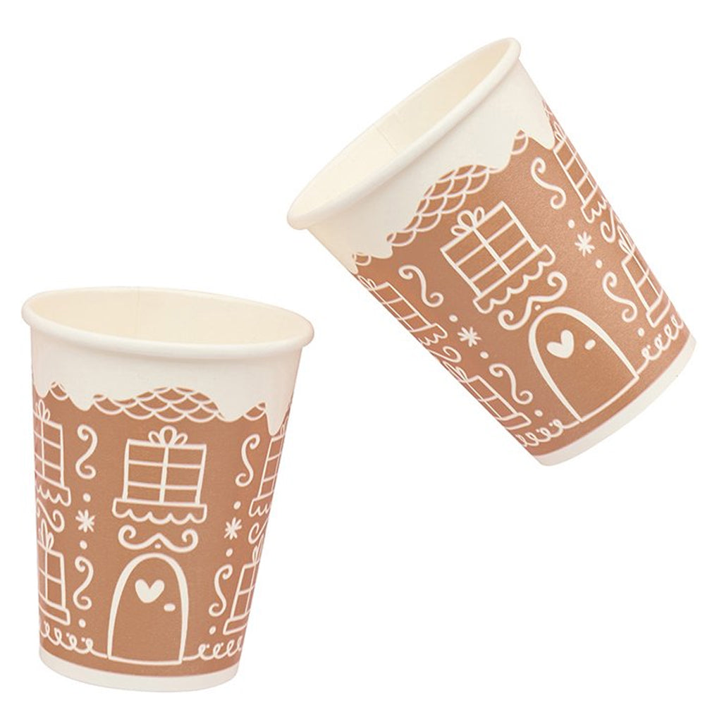 Gingerbread House Paper Cups Pack of 8 - Christmas Party Tableware ...