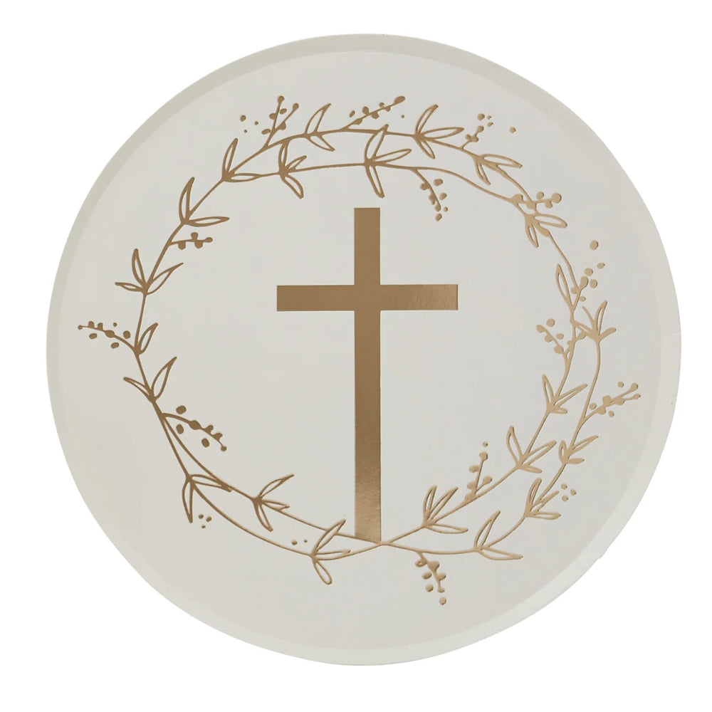Gold Cross Paper Plates - 22.5cm - Pack of 8 – Party Packs