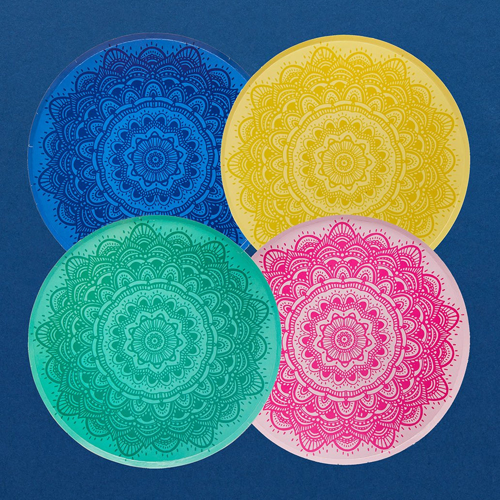 Diwali Mandala Pattern Multicolour Paper Plates | Party Packs