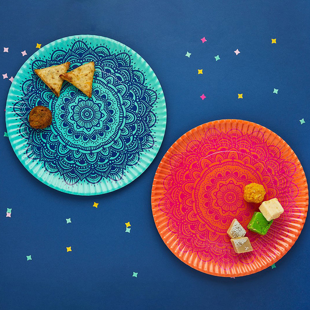 Diwali Mandala Large Paper Platters - Pack of 2 | Party Packs