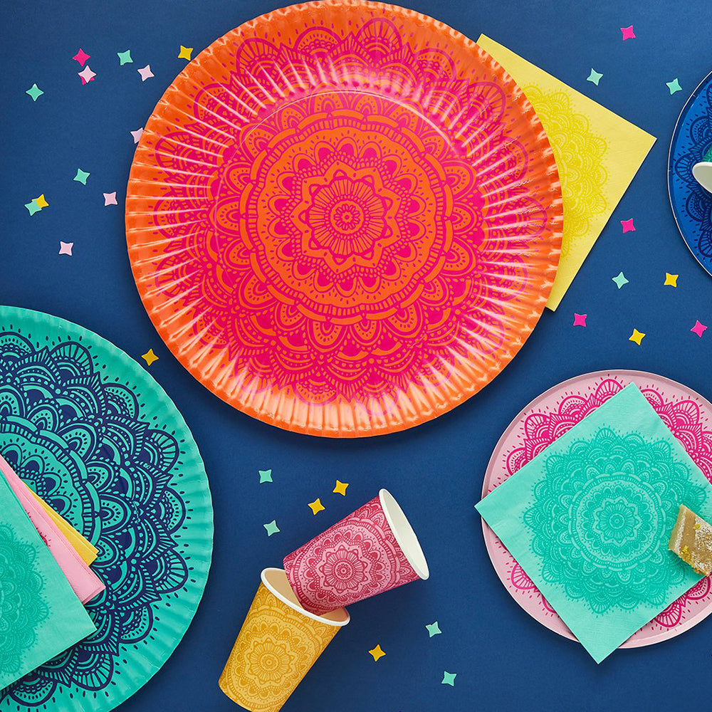 Diwali Mandala Large Paper Platters - Pack of 2 | Party Packs