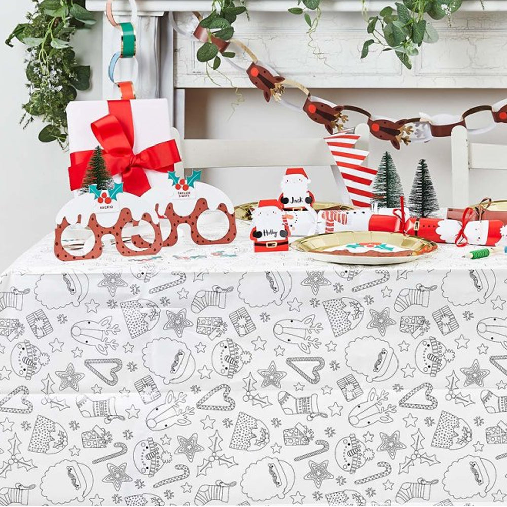 Colour-In Christmas Paper Tablecloth - Tableware | Party Packs