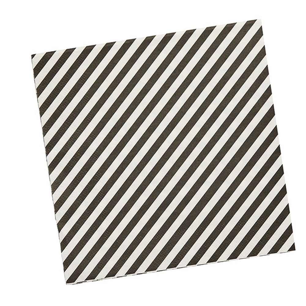Monochrome Black and White Striped Paper Napkins - Pack of 16 – Party Packs