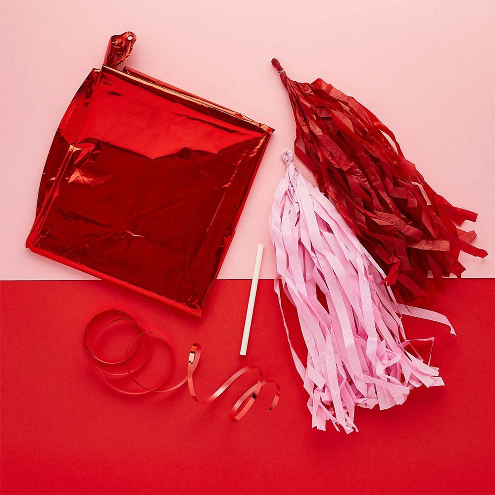 Giant Red Heart Shaped Foil Balloon with Tassels - 32" | Party Packs