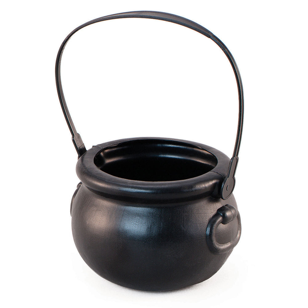 Black Plastic Cauldron - 10.5cm | Halloween Props | Party Packs