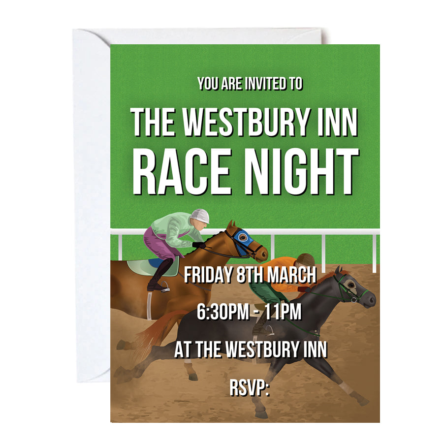 Horse Racing Personalised Invitations - Pack of 16 | Party Packs