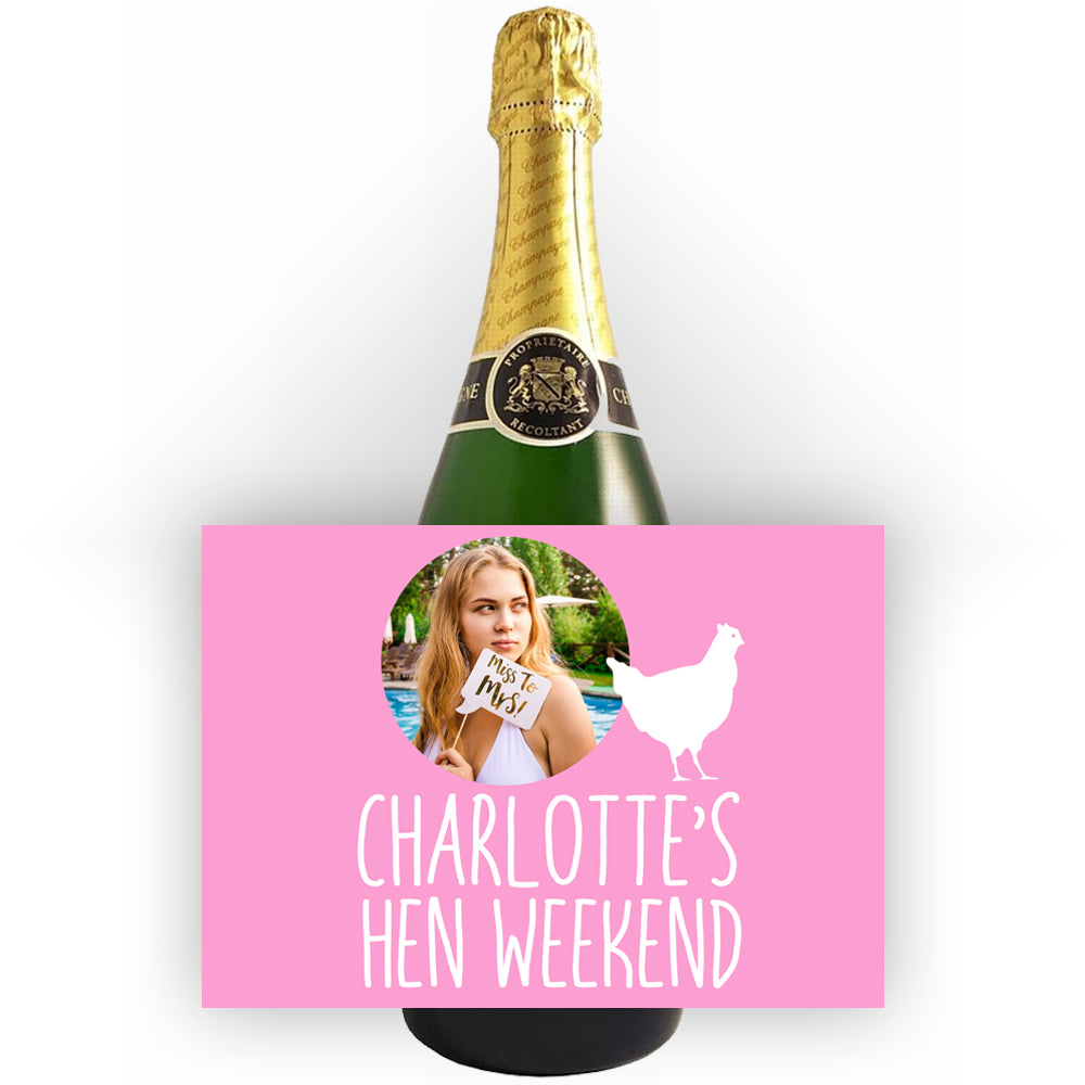 Light Pink Hen Party Personalised Photo Bottle Labels - Sheet of 4 ...