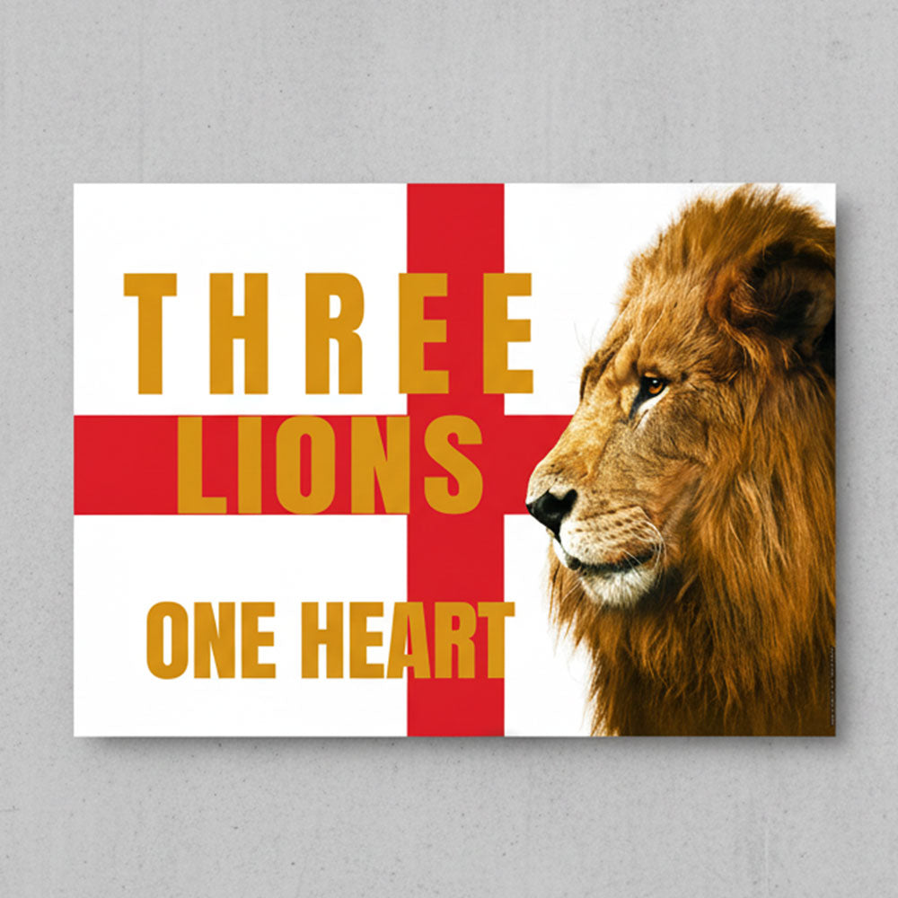 Three Lions England Football Poster A3 | One Heart | Party Packs