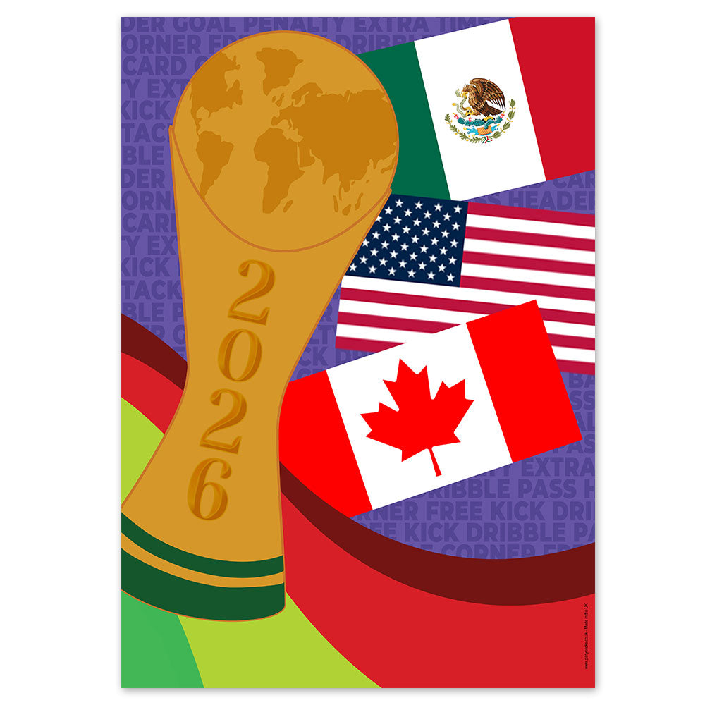 Football 2026 World Cup Trophy Poster A3 | Flags & Trophy | Party Packs
