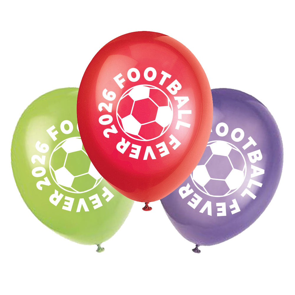 Football Fever 2026 Balloons Red Purple Lime Green 11" Pack of 10 ...