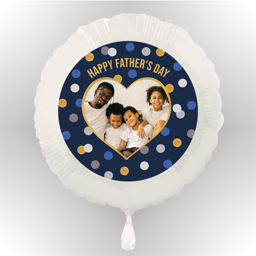 Personalised Father's Day Navy Glitz Heart Photo Balloon (Non Inflated ...