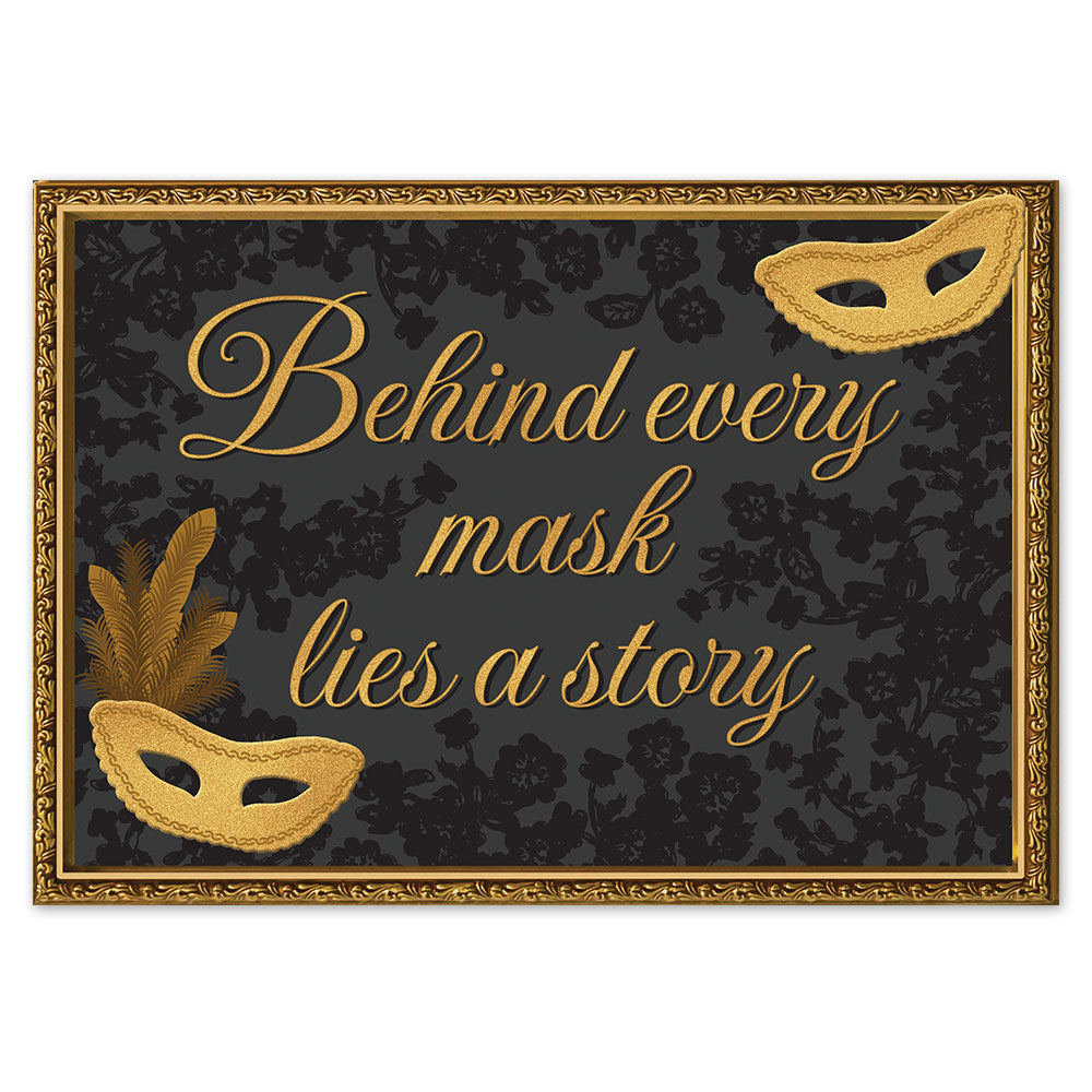 Masquerade Behind Every Mask Poster A3 - Black Gold Party Decoration ...