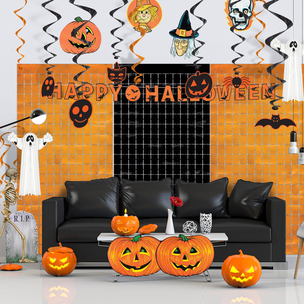 Orange Metallic Square Party Backdrop - 97cm x 1.98m – Party Packs