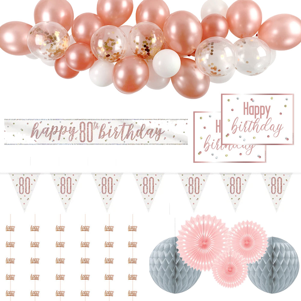 80th Birthday Foil Balloon – Black & Gold Holographic | Party Packs