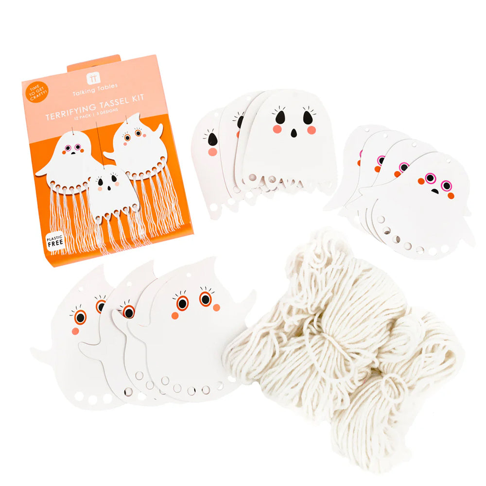 Halloween Paper Ghost Tassel Craft Kit - Pack of 12 – Party Packs