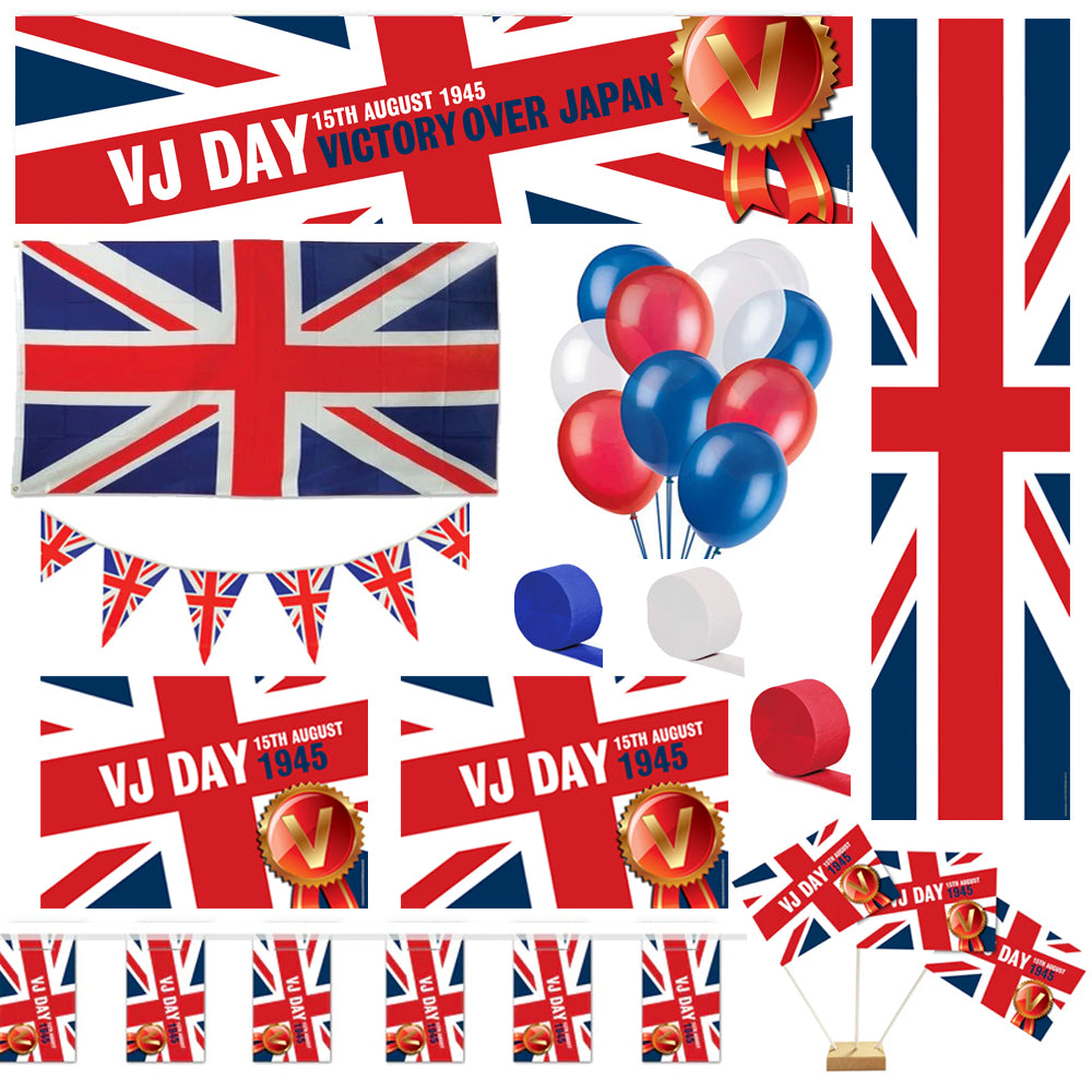 VJ Day Decoration Party Pack - British 1940s WW2 Victory Celebration ...