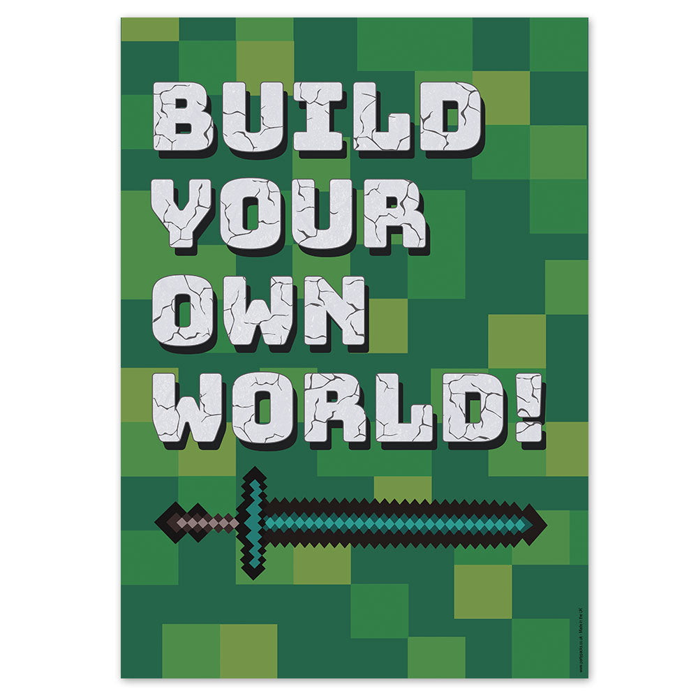 Pixel Blocks Build Your Own World Poster - A3 – Party Packs