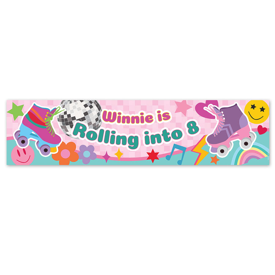Personalised Roller Skate Party Banner 120cm | Party Packs