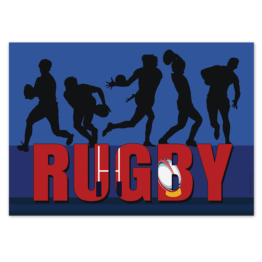 Rugby Player Silhouettes Poster A3 | Rugby Wall Art & Party Decoration ...