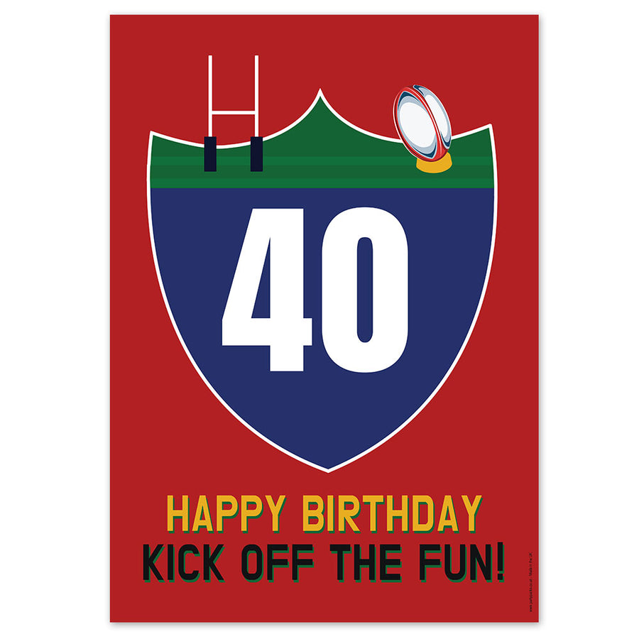 Personalised Milestone Age Rugby Crest Poster A3 | Custom Rugby ...
