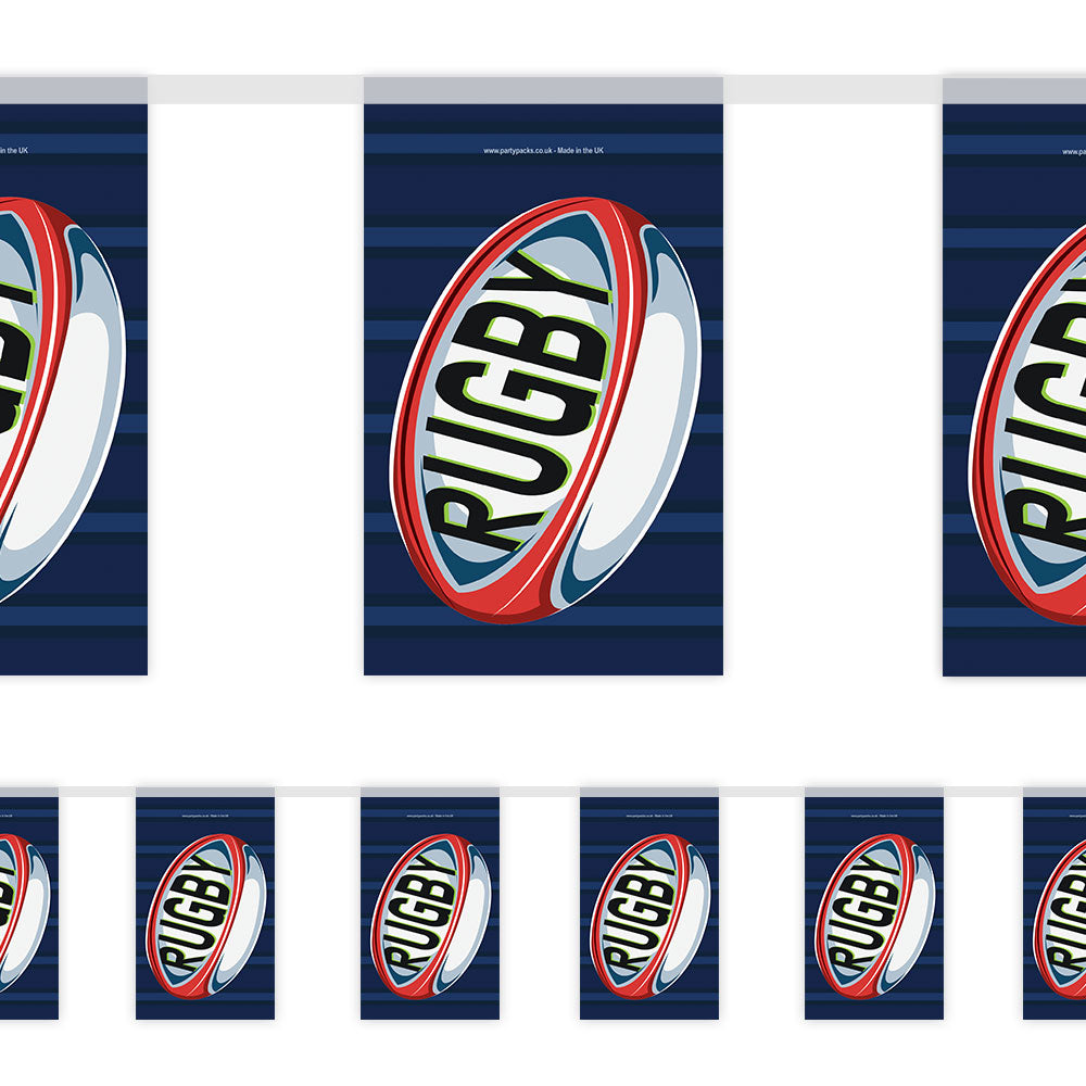 Rugby Ball Paper Bunting Decoration 2.4m | Rugby Party Bunting UK ...