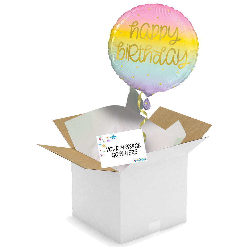 Pastel Rainbow Birthday Inflated Helium Balloon | Party Packs