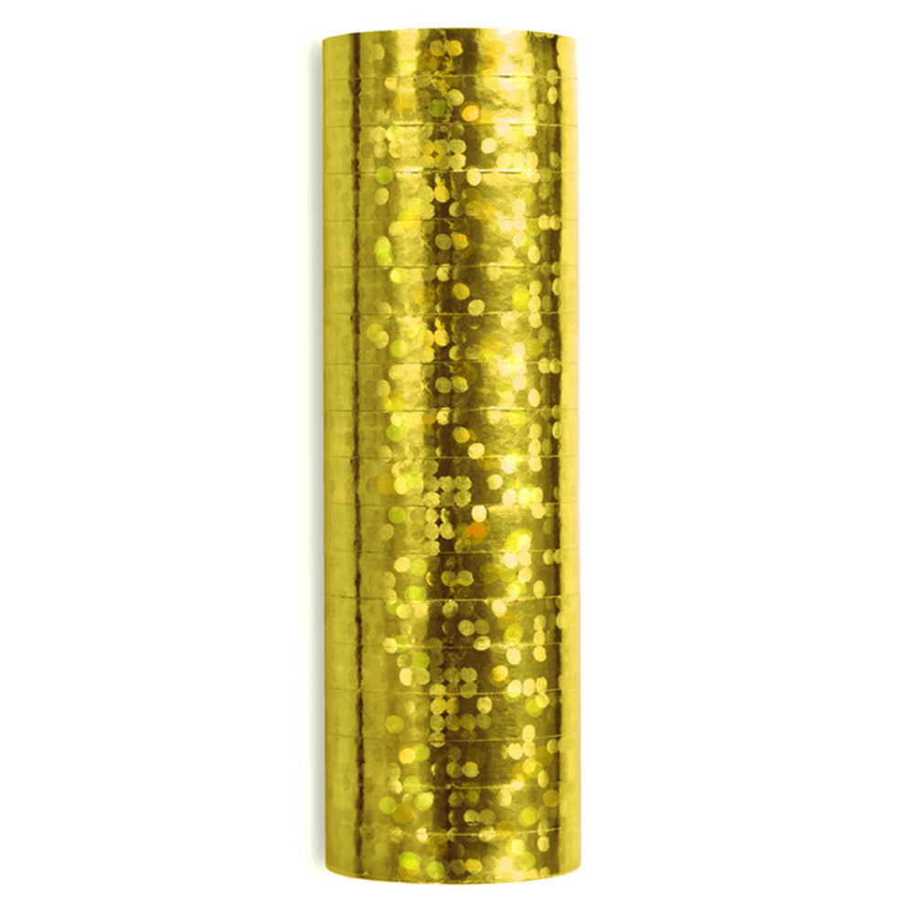 Gold Holographic Streamers - 3.8m - Pack of 18 – Party Packs