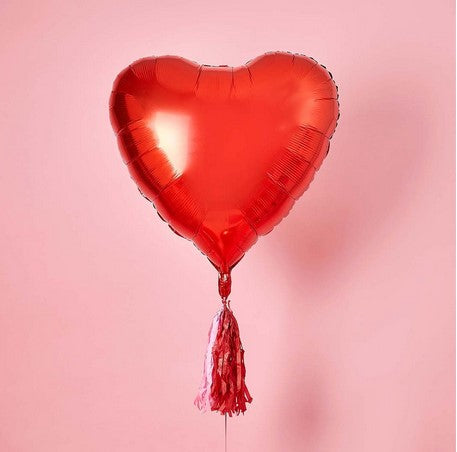 Giant Red Heart Shaped Foil Balloon with Tassels - 32" – Party Packs